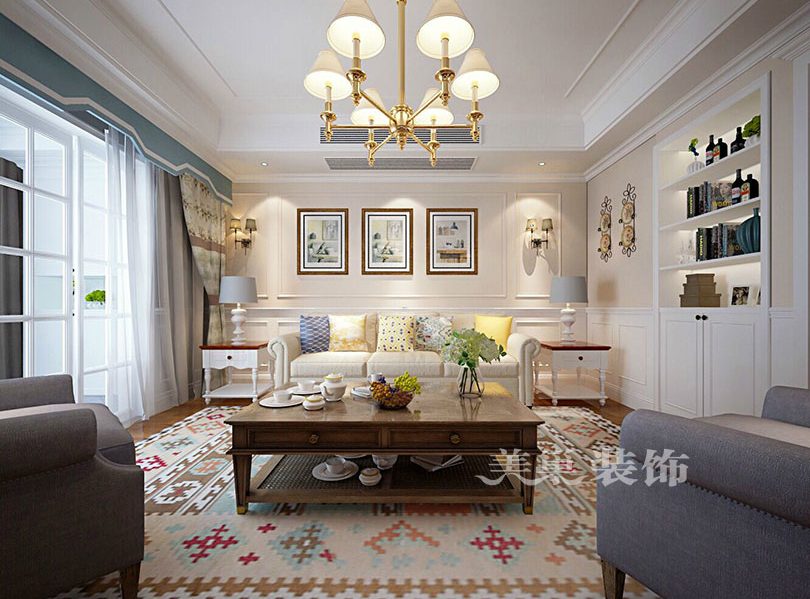 迎宾路3号130平三室两厅美式乡村装修样板间设计_室内装修设计管家-站酷ZCOOL