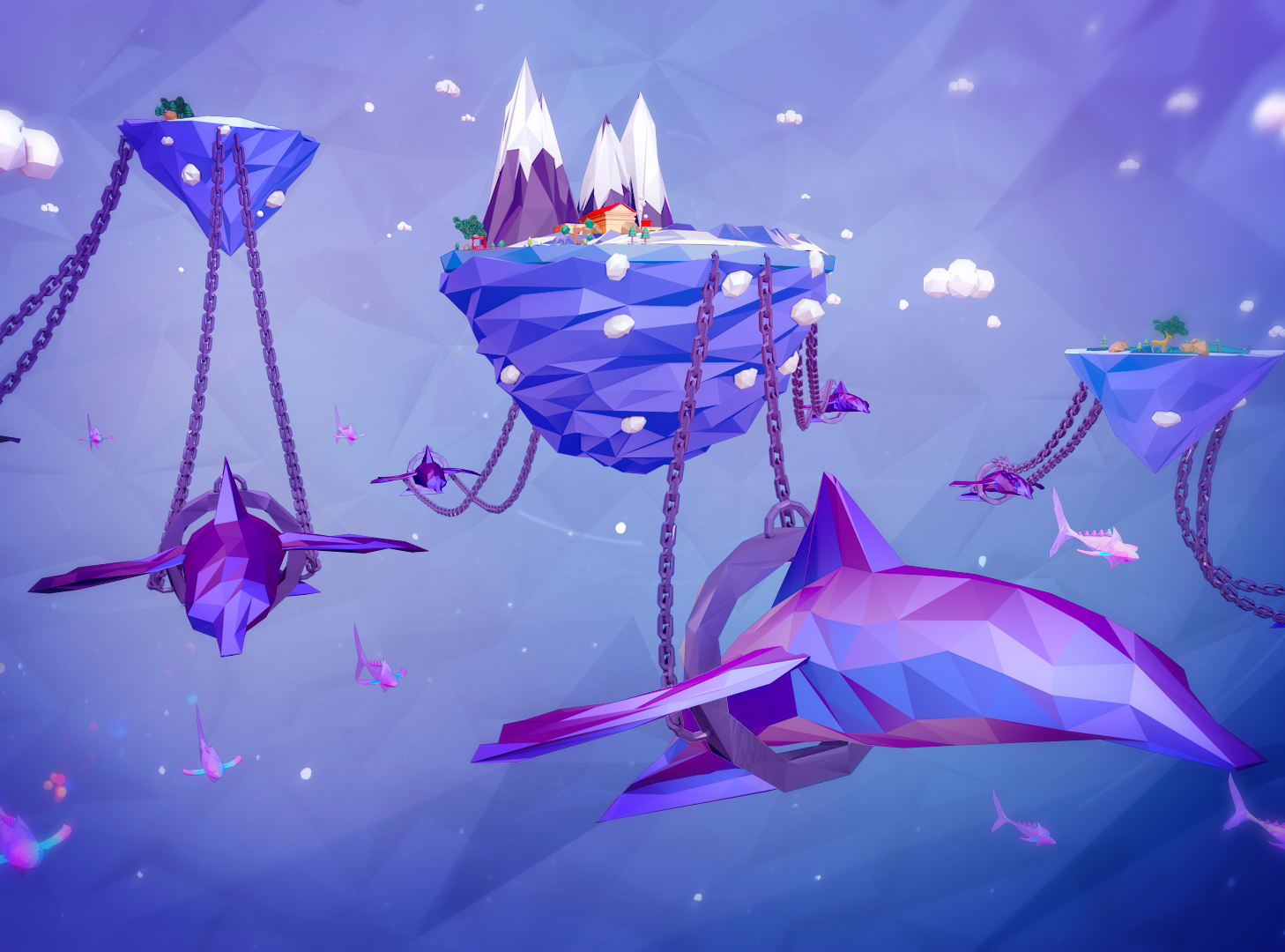 #C4D# 迁徙 lowpoly低面多边形风格_tatajeong-站酷ZCOOL