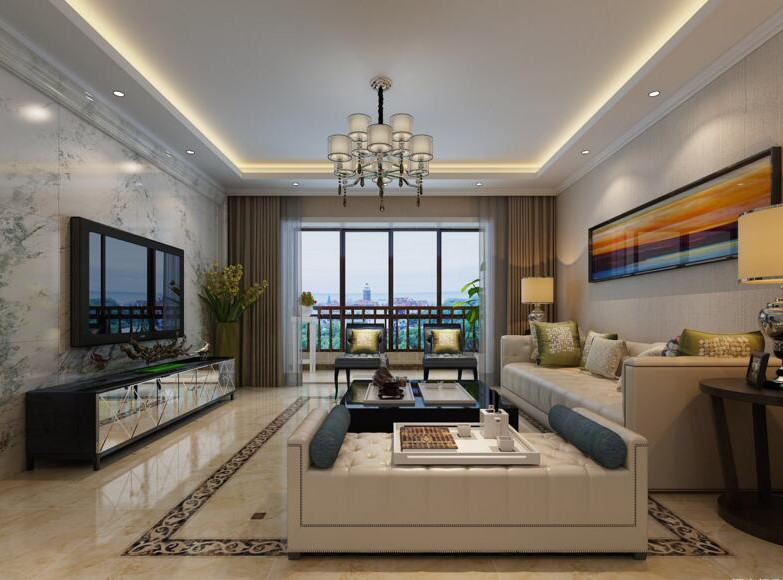 西雅图130平三室两厅现代简约风格装修样板间_美巢装饰花园路店-站酷ZCOOL