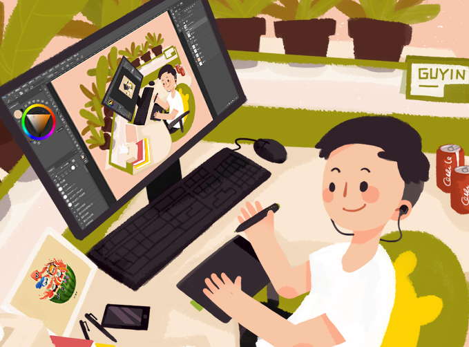 忙里偷闲的画画_昨日的Guyin-站酷ZCOOL