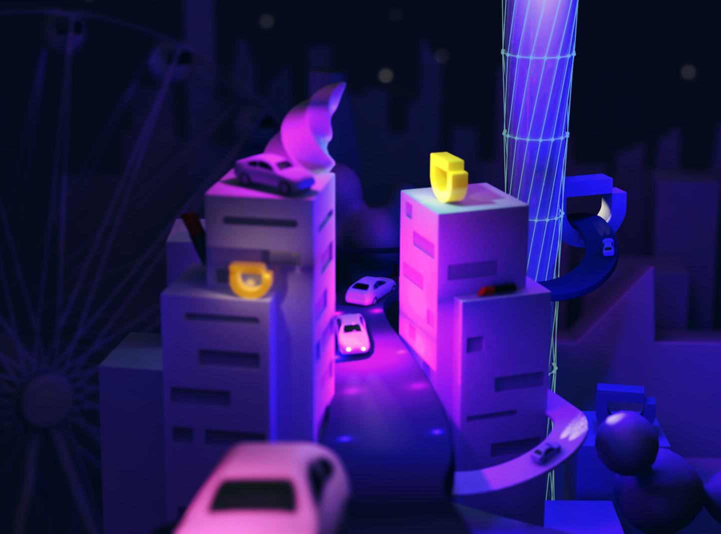 C4D场景和灯光，尝试sss材质和发光效果。_杨小胖啦啦啦-站酷ZCOOL