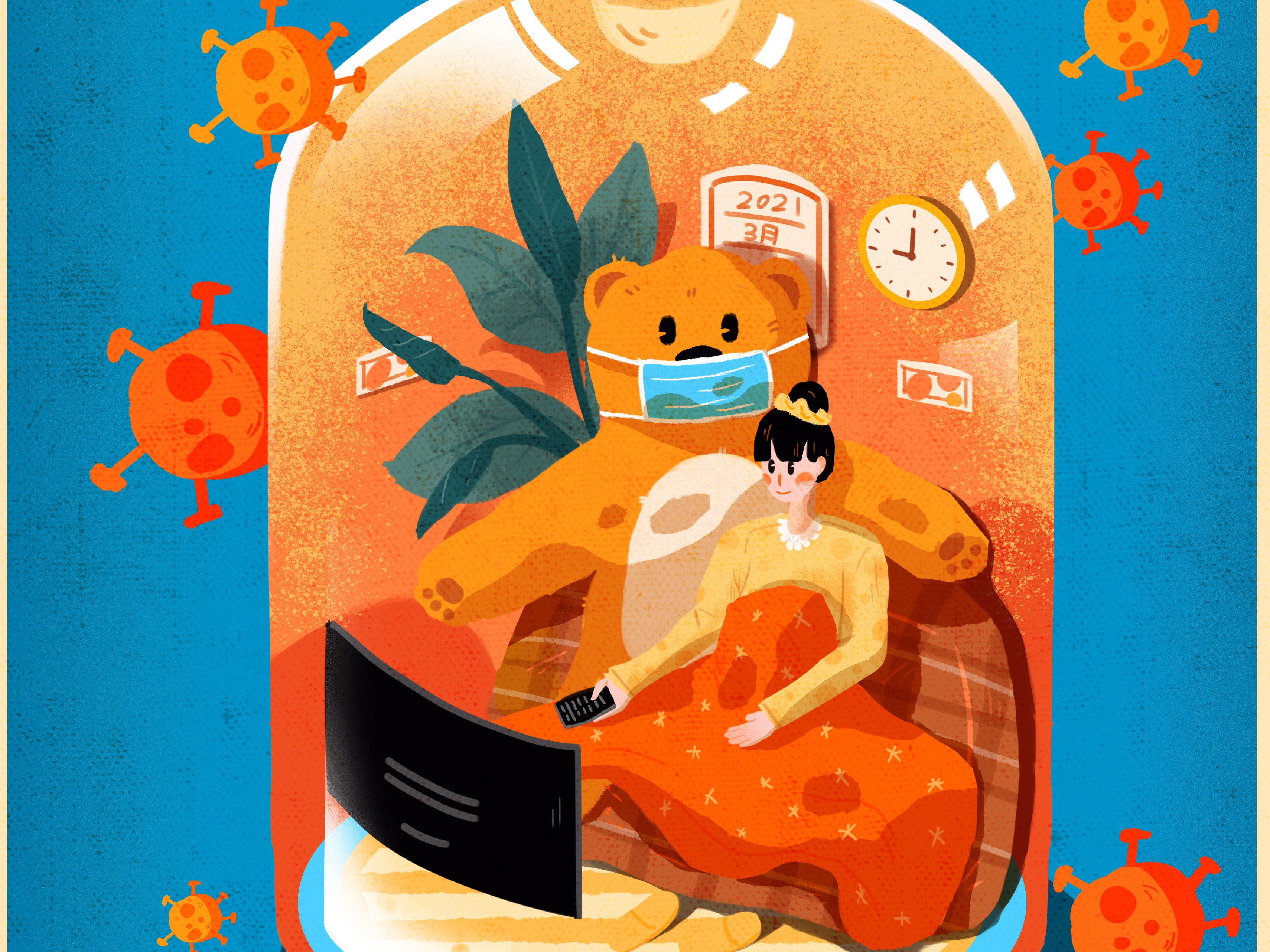 疫情商业插画练习_Marco124-站酷ZCOOL