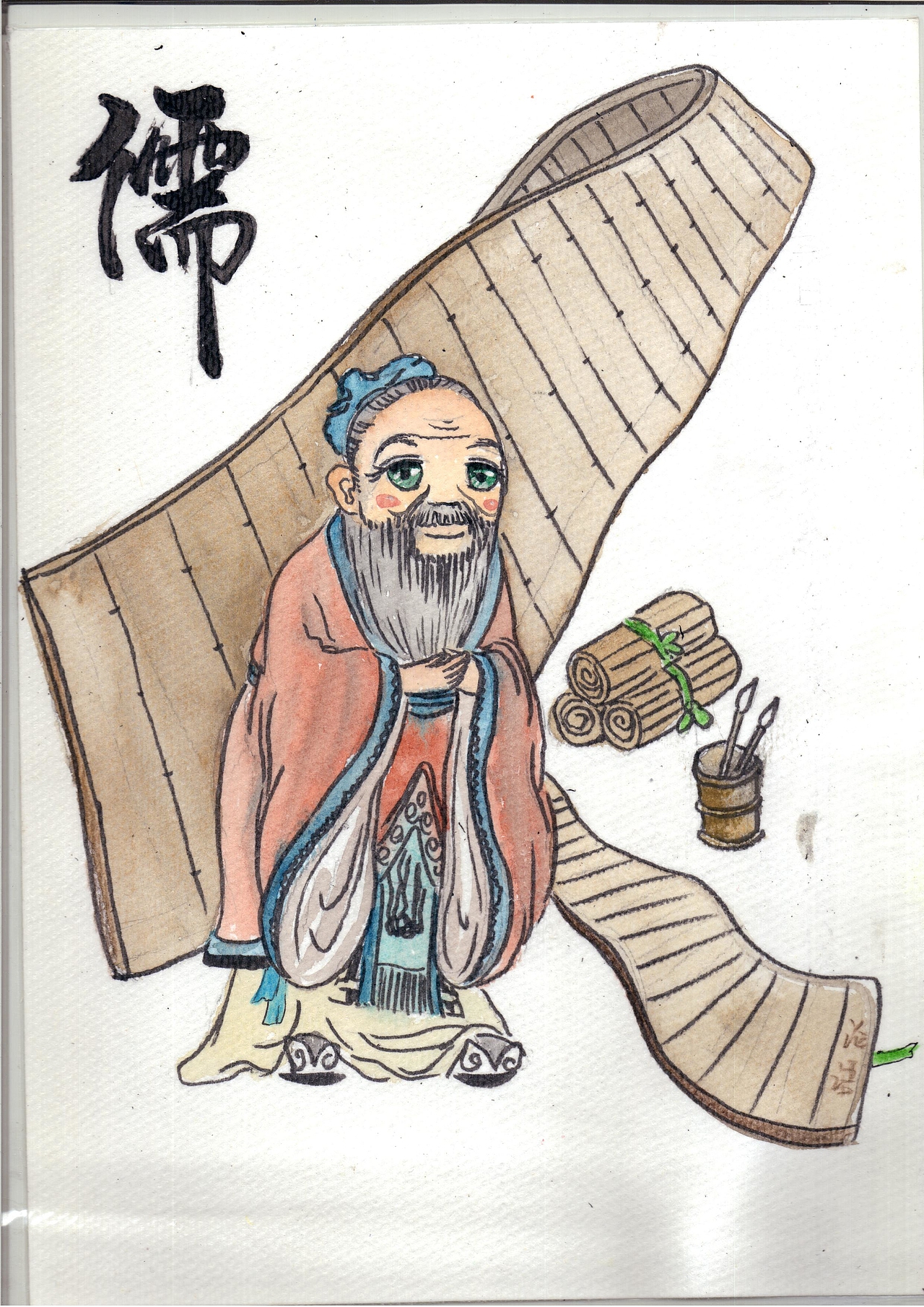 孔子|Illustration|Writing Exercises|北海青芥_Original作品-站酷(ZCOOL)