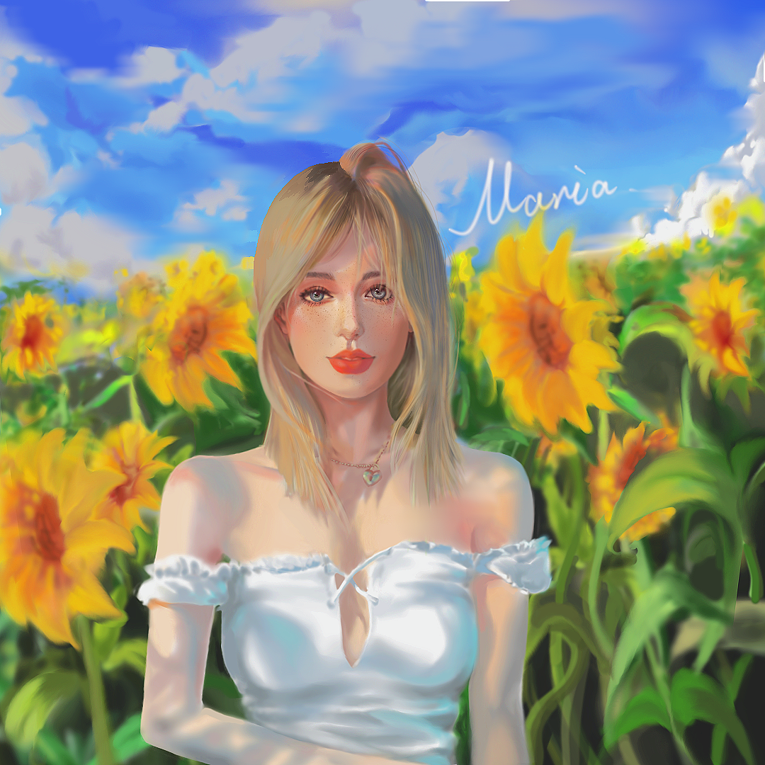 板绘练习-花、太阳、雨和你_Maria_Deng-站酷ZCOOL