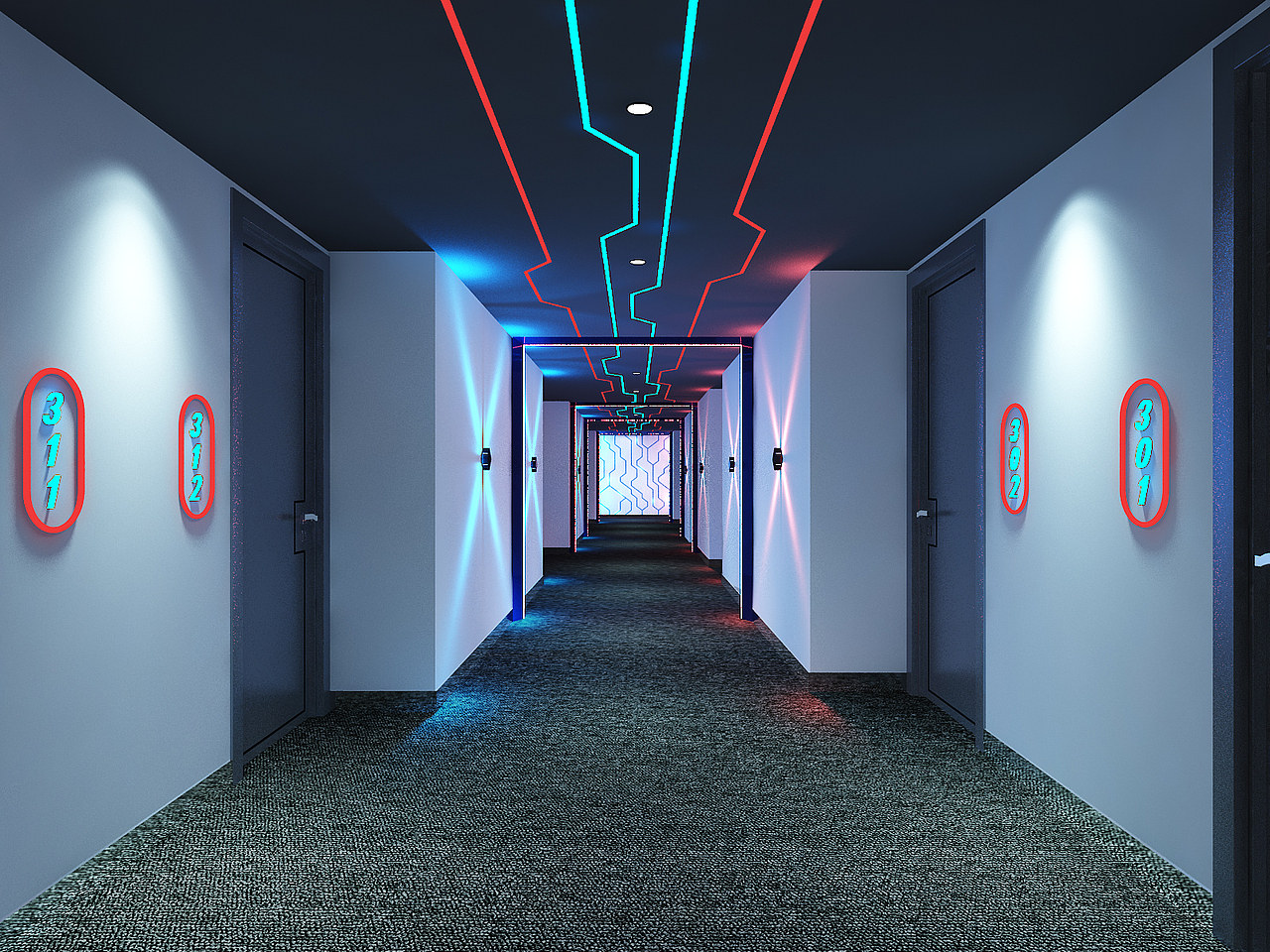 电竞酒店前台|三维|场景|承接各种设计_原创作品-站酷ZCOOL