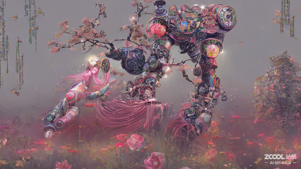 #AI创作实验室#游园惊梦，机器人，_不闻钟一YAN-站酷ZCOOL