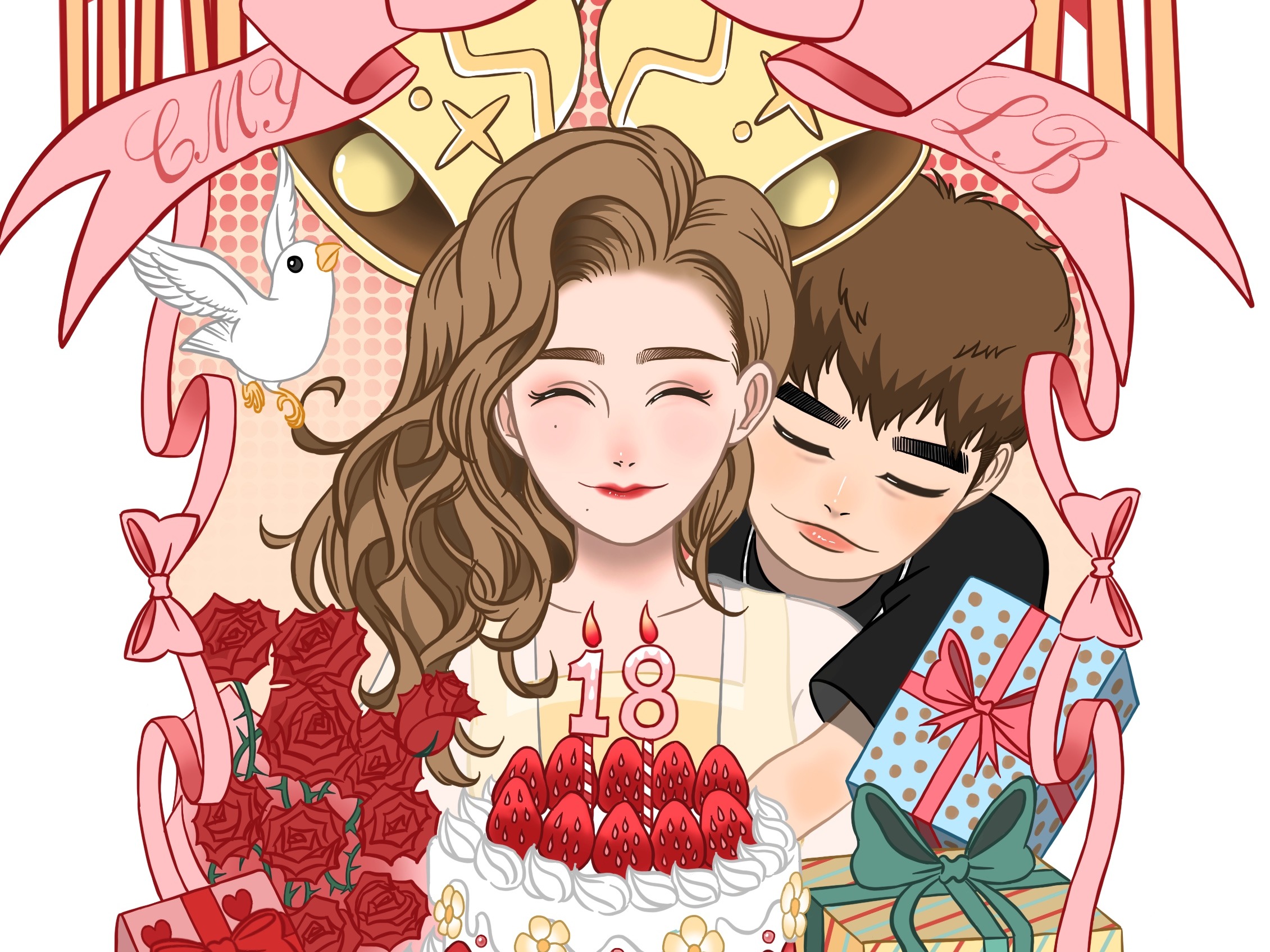 朋友生日画的生日贺图_余躺平-站酷ZCOOL