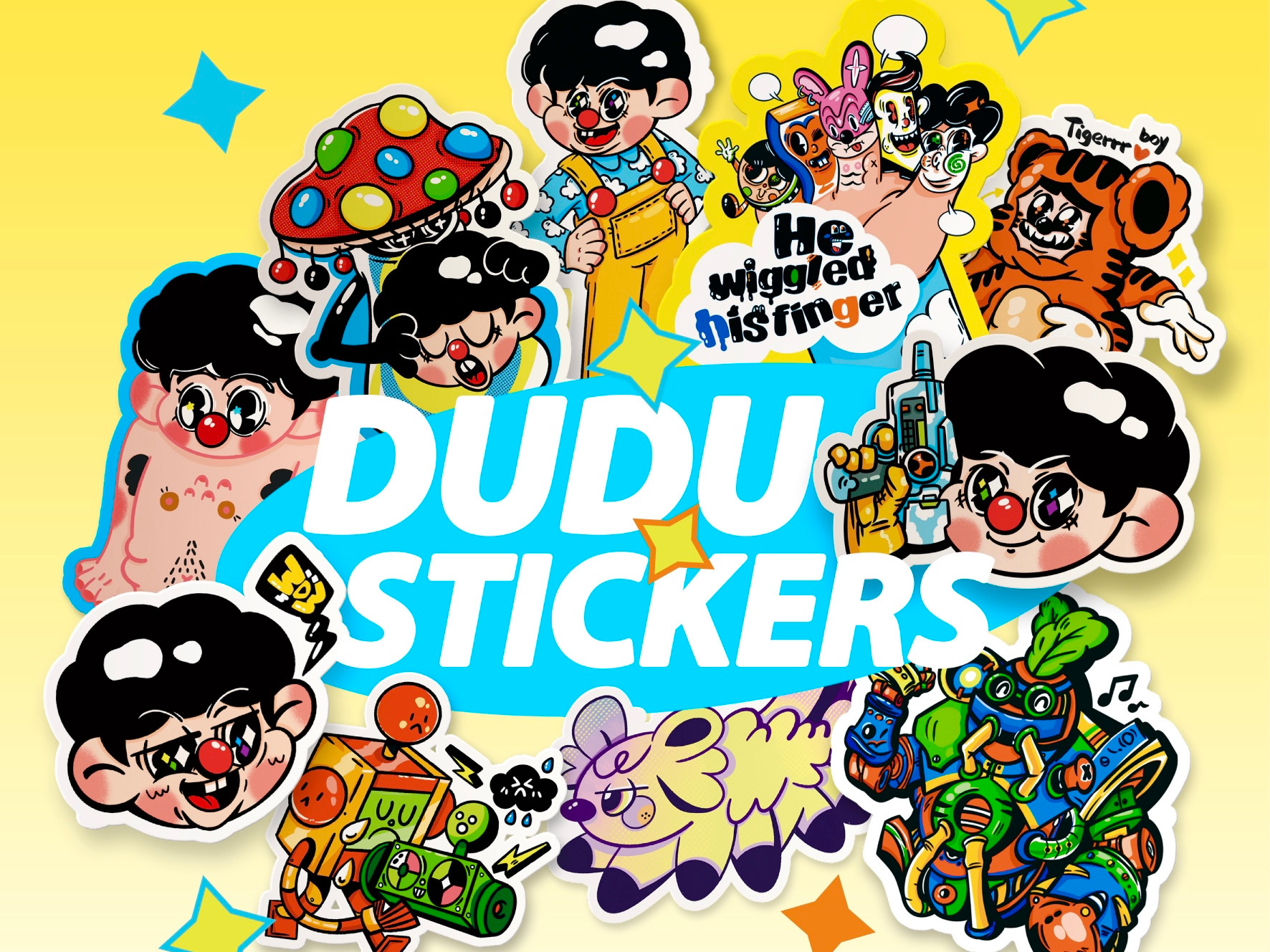 原创插画贴纸｜DUDU WITH ALIEN BABY系列贴纸 _胀肚肚噢_-站酷ZCOOL
