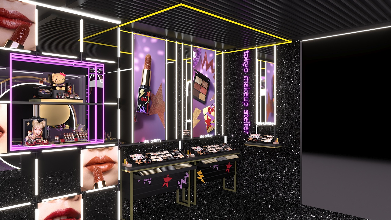 化妆品展台设计 植村秀 she uemura 植村秀hellokitty_clean_Liu-站酷ZCOOL