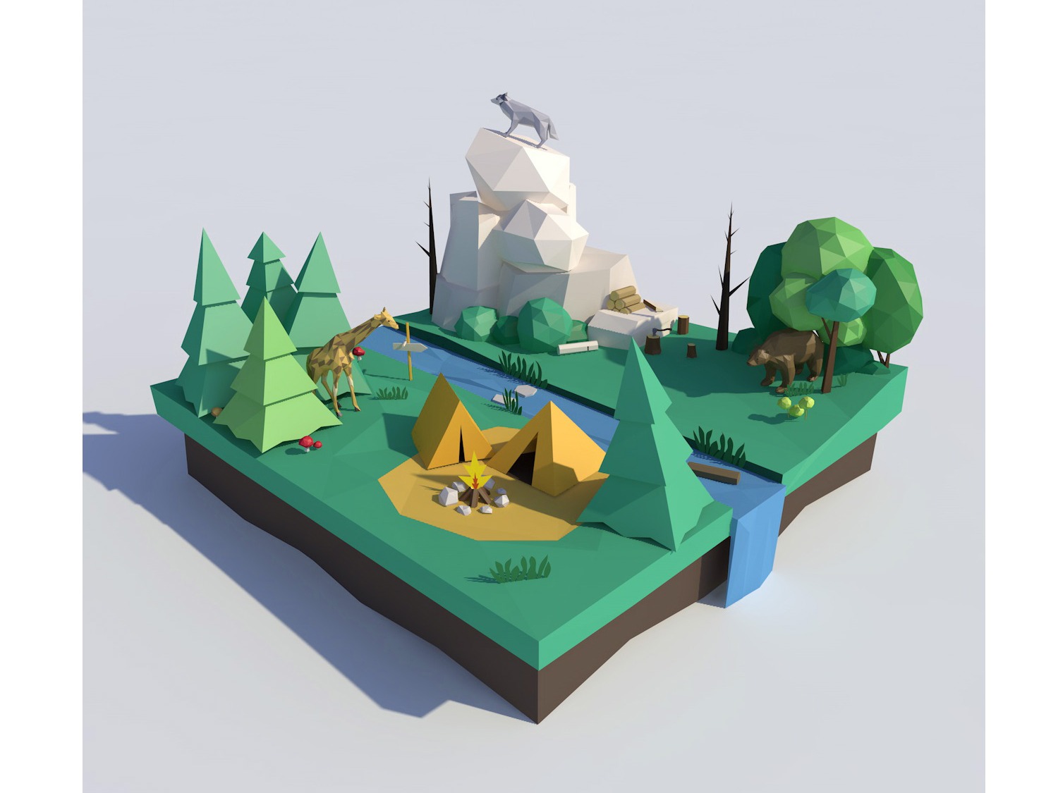 C4D 低模 LOW-POLY风格 练习_那有一只爬爬-站酷ZCOOL