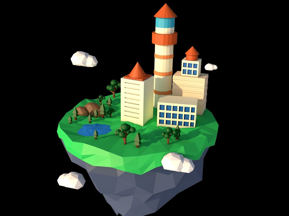 c4d浮岛_久期123-站酷ZCOOL