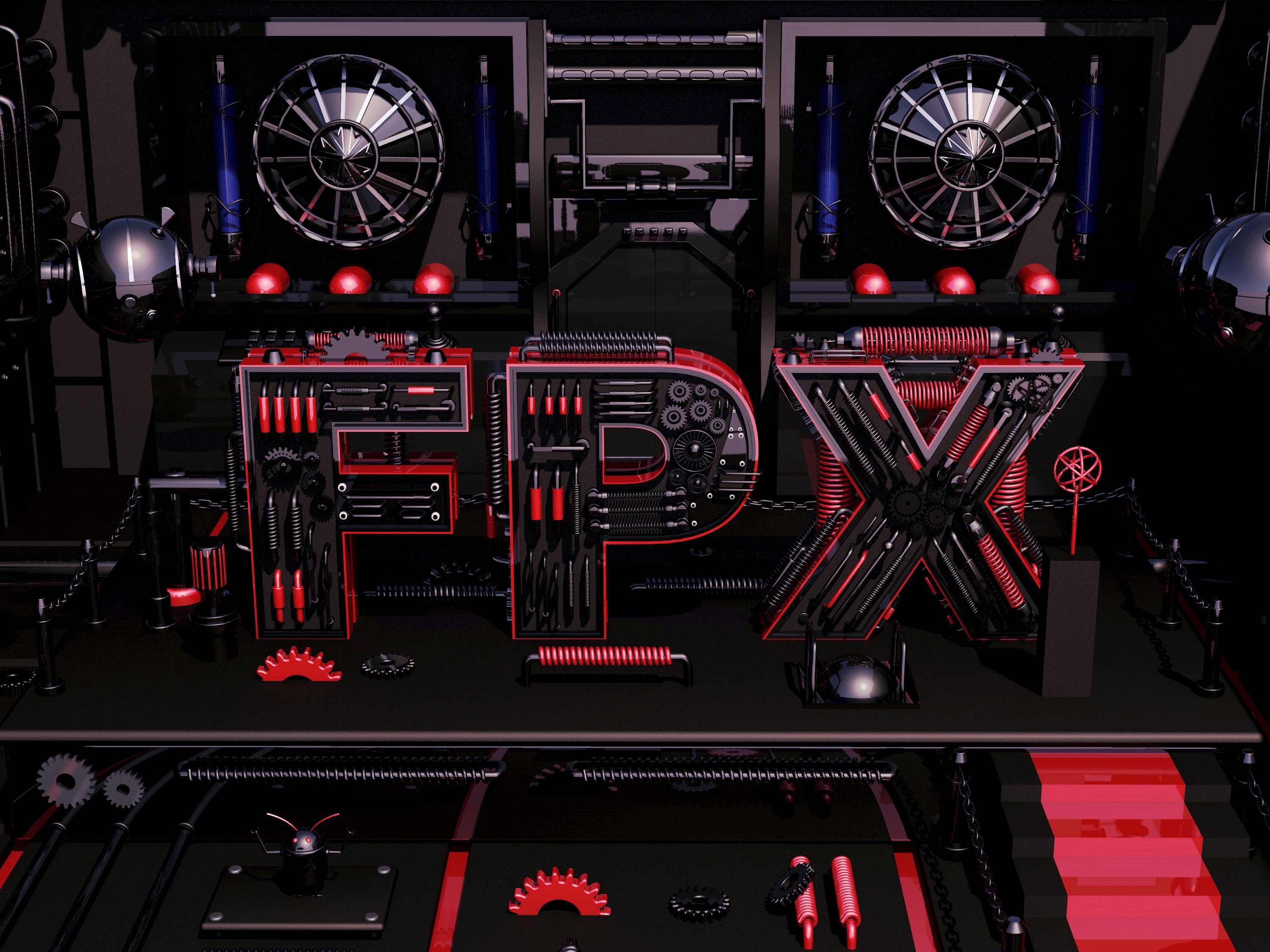 FPX字母建模渲染机器风C4D-练习作品_进攻的Tomato-站酷ZCOOL