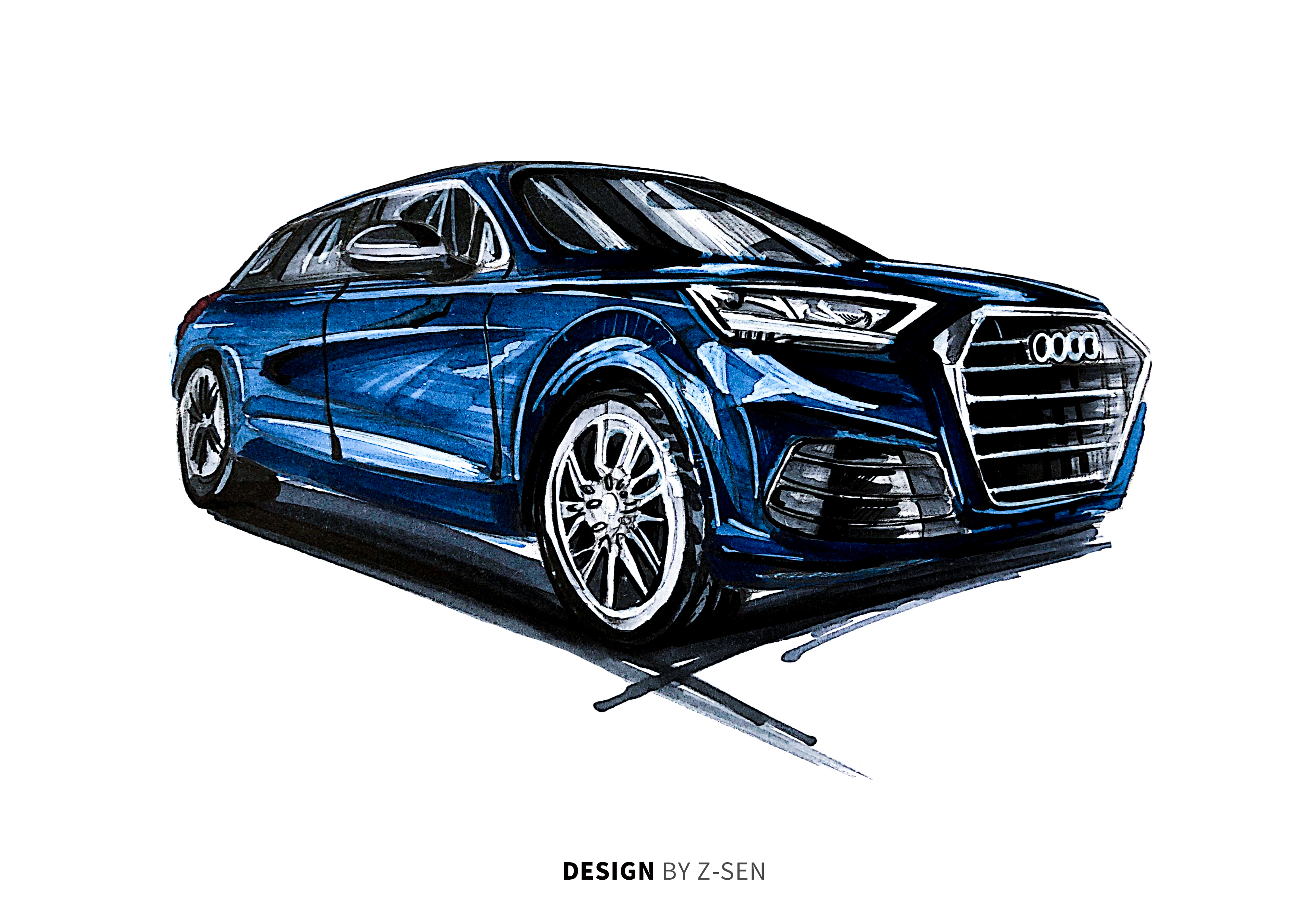 汽车-手绘效果图_Zsen_zZ-站酷ZCOOL