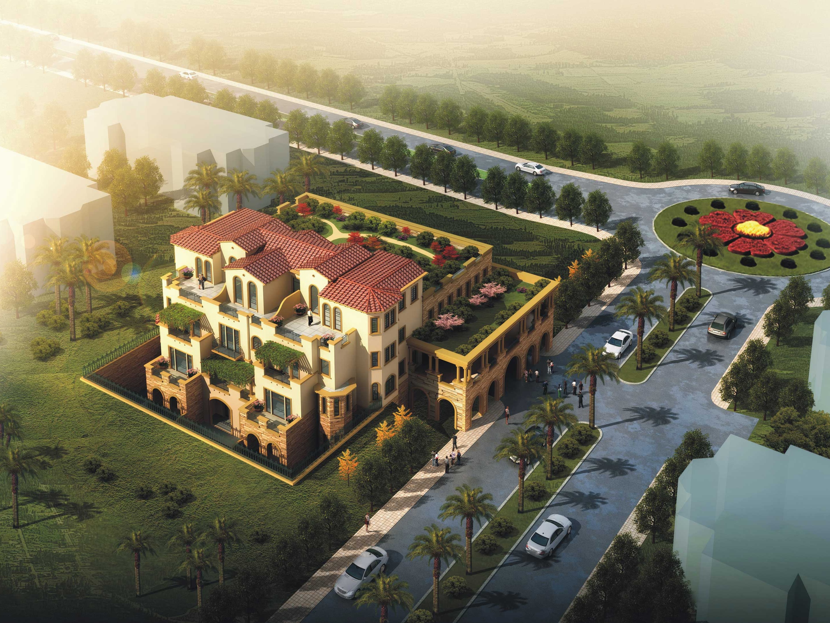 小区房子绿化，外立面效果图，鸟瞰透视都可以_张美丽效果图-站酷ZCOOL