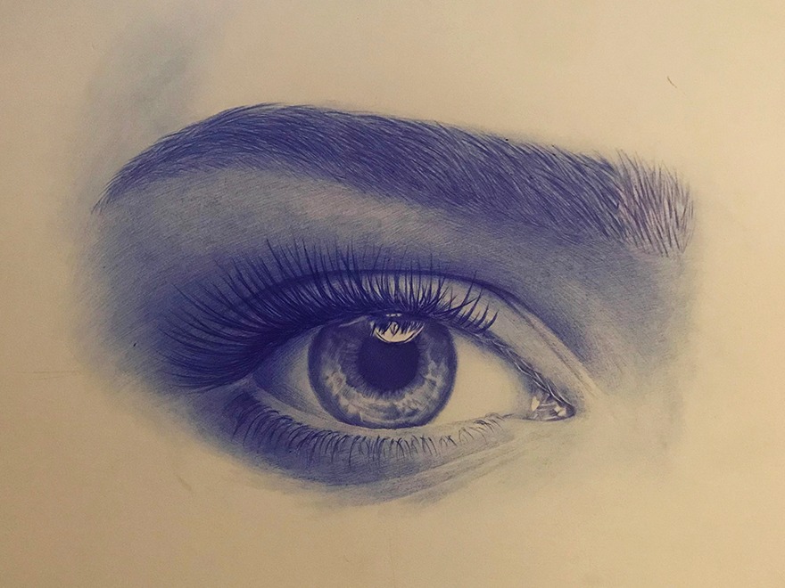 圆珠笔画《眼睛》-带步骤_Vanessa复苏-站酷ZCOOL