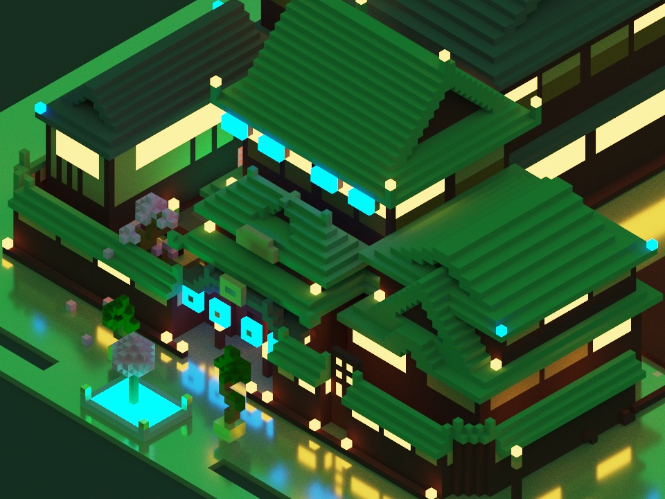 3d pixel building design像素汤建筑_阿鲁nichozhang-站酷ZCOOL