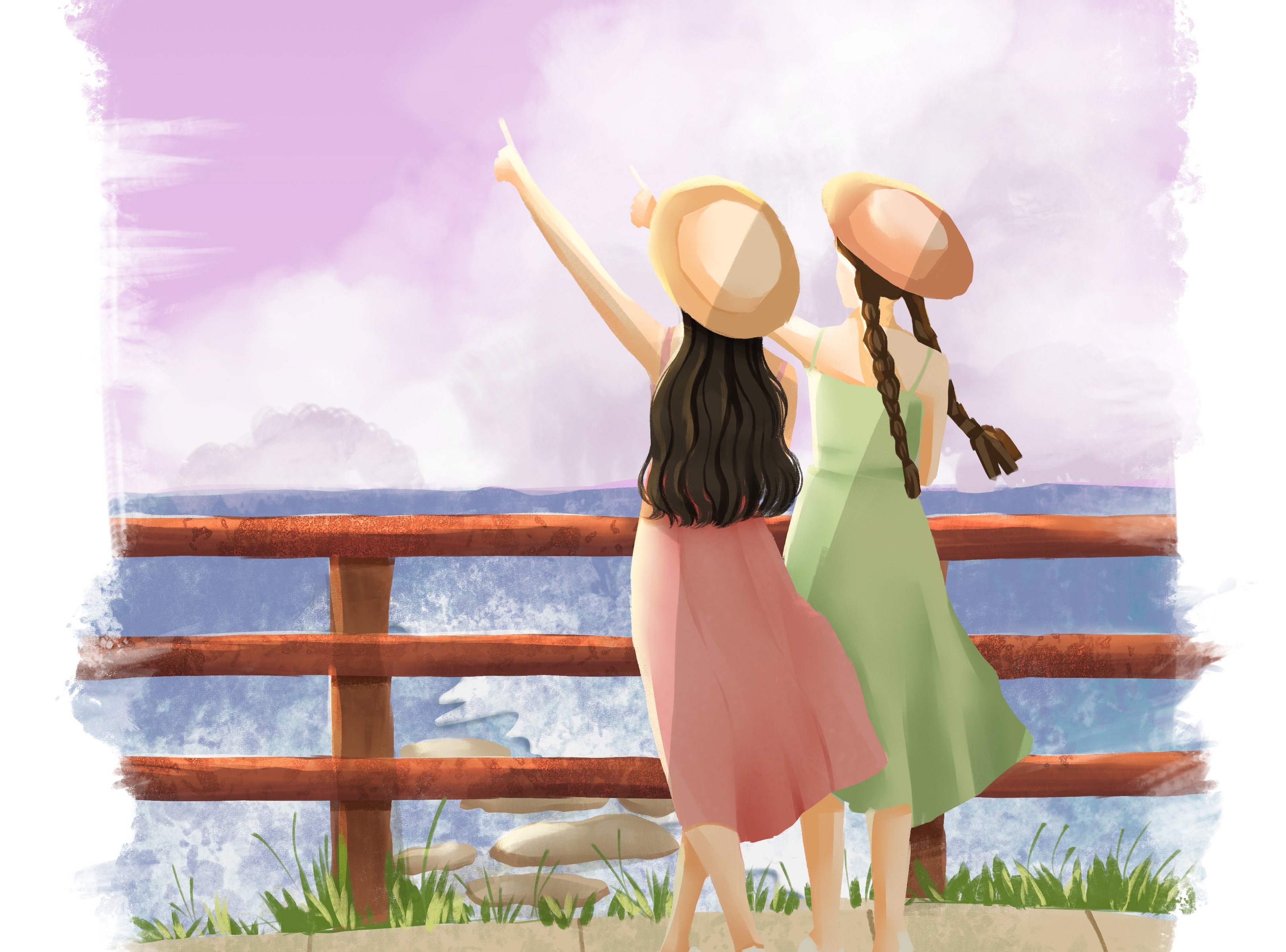 画师繁星计划第一周【和朋友在海边】_伍月日记-站酷ZCOOL