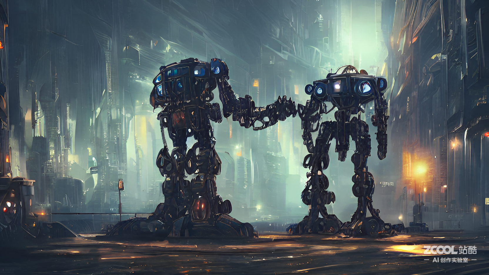 #AI创作实验室#数字3，机甲，未来城市，夜景_vaywong-站酷ZCOOL