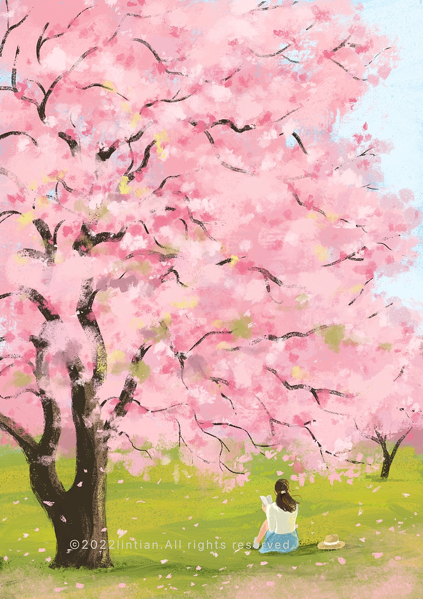 慢慢走过春天｜procreate插画_林田lisa-站酷ZCOOL