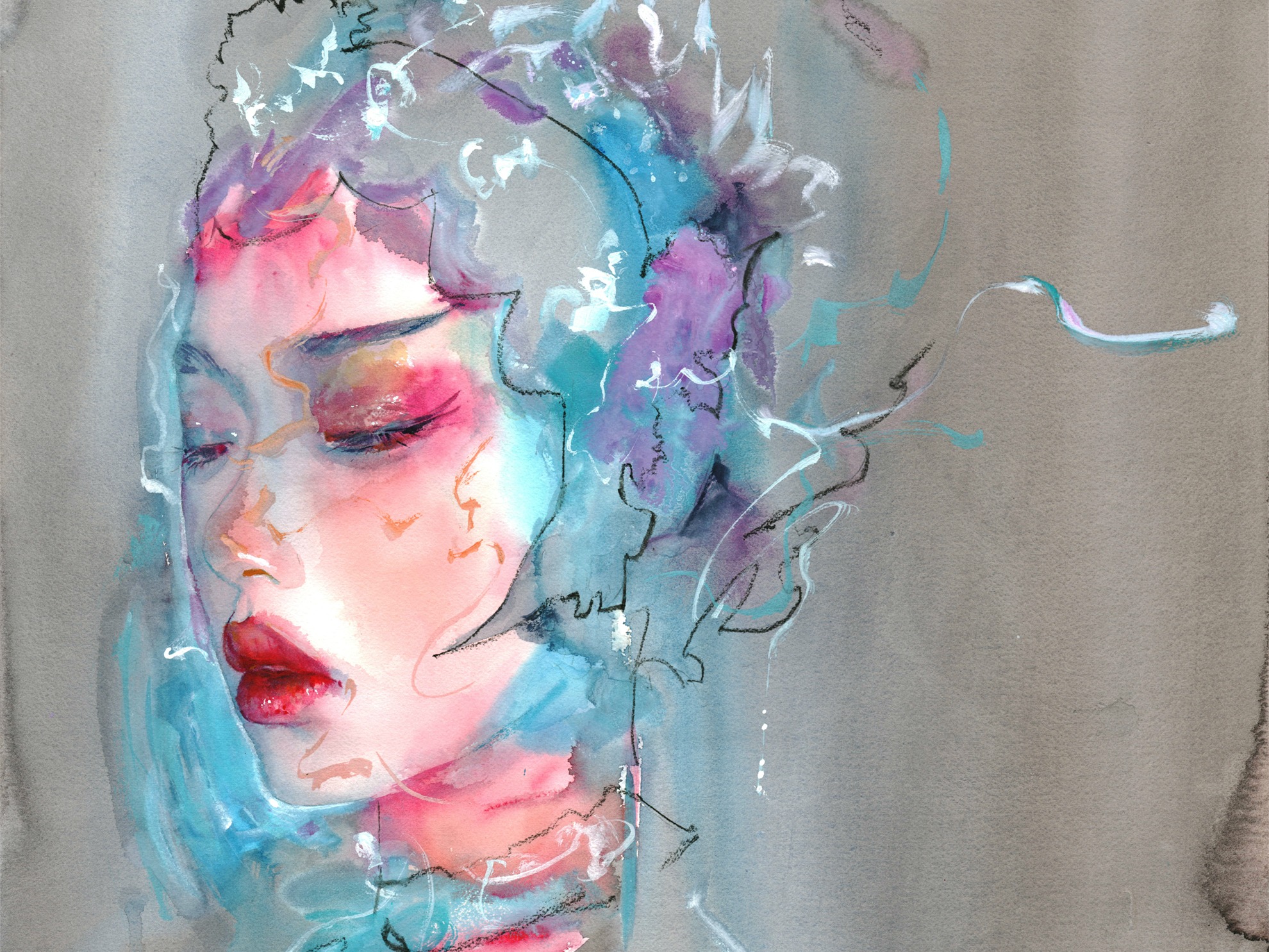 绝配！炭笔＋水彩_超白大叔-站酷ZCOOL