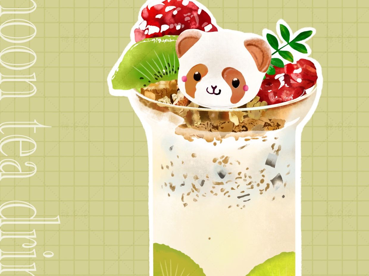 iPad手绘插画｜水果燕麦酸奶杯｜高颜值饮品_糖泡泡hazel-站酷ZCOOL