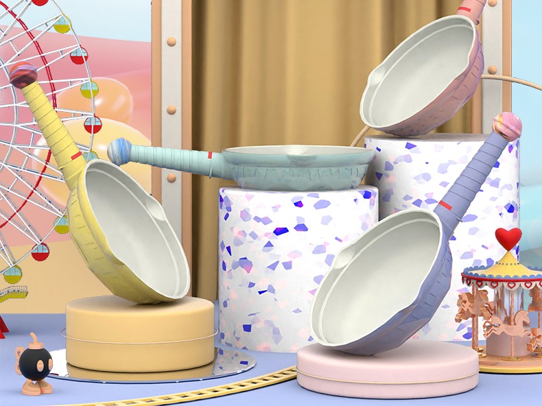 彩色小煎锅 乐园童趣 C4D P4D_aunbis10086-站酷ZCOOL