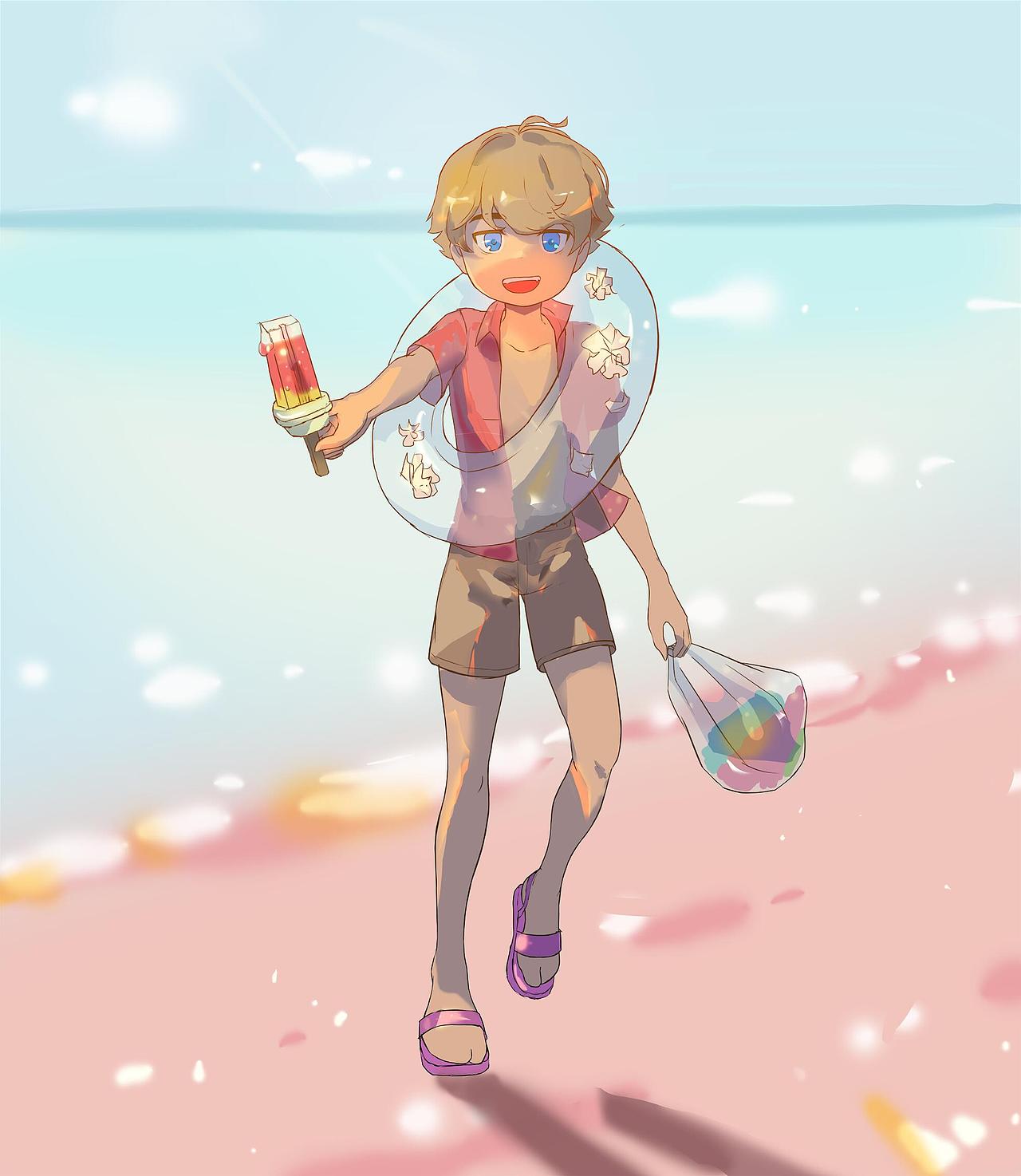 板绘二次元小正太 气球拟人 粉_Z40116117-站酷ZCOOL