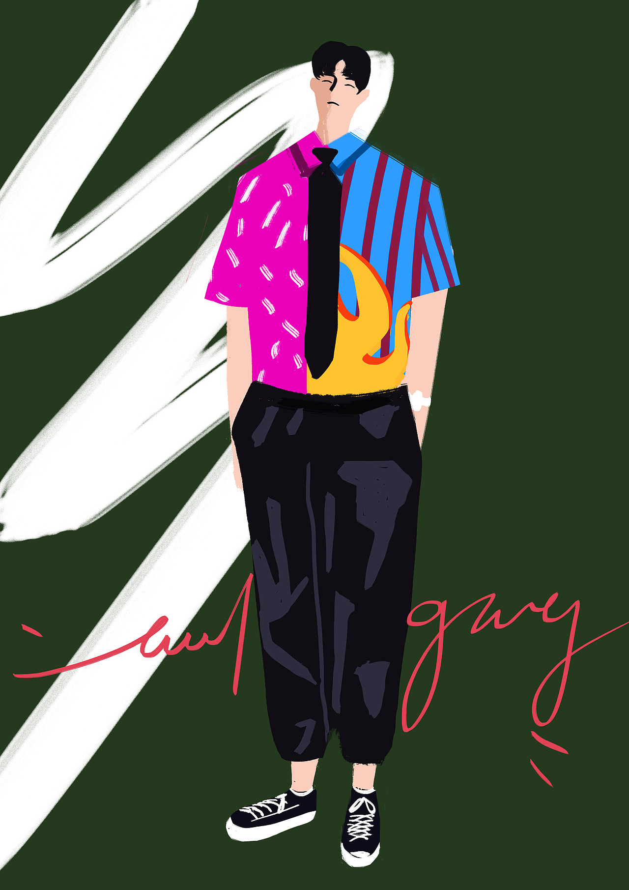 绘时尚 cool guy/王一博私服_夏梧夏梧-站酷ZCOOL