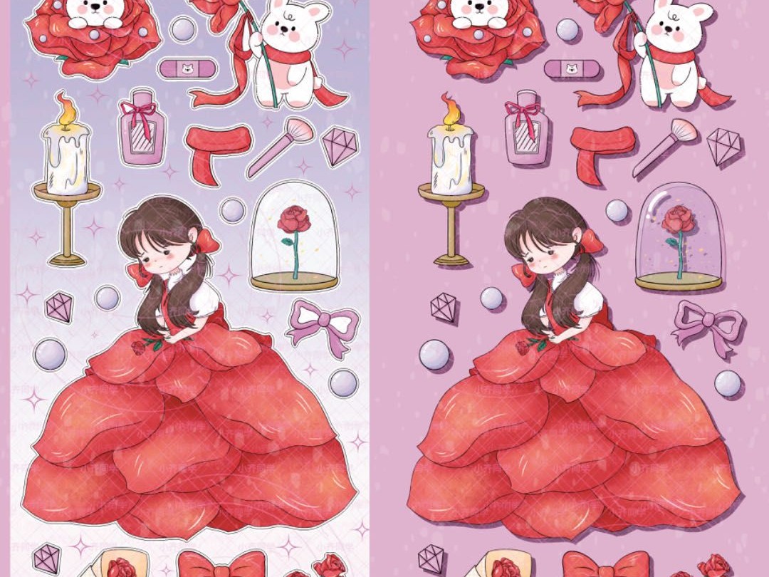 原创贴纸｜rose girl_齐躅蠋-站酷ZCOOL