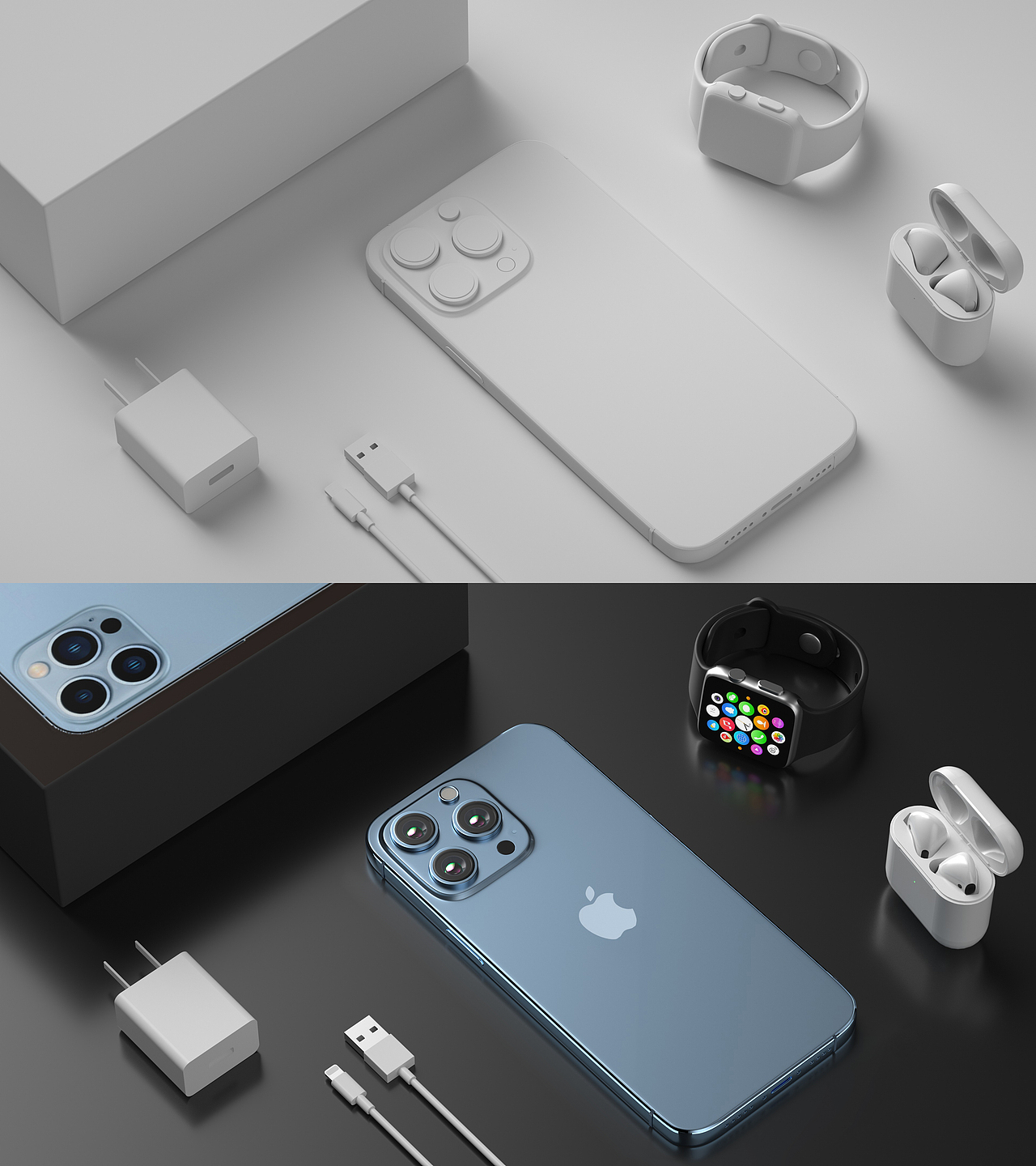 iphone13系列产品建模+OC渲染_exia130-站酷ZCOOL