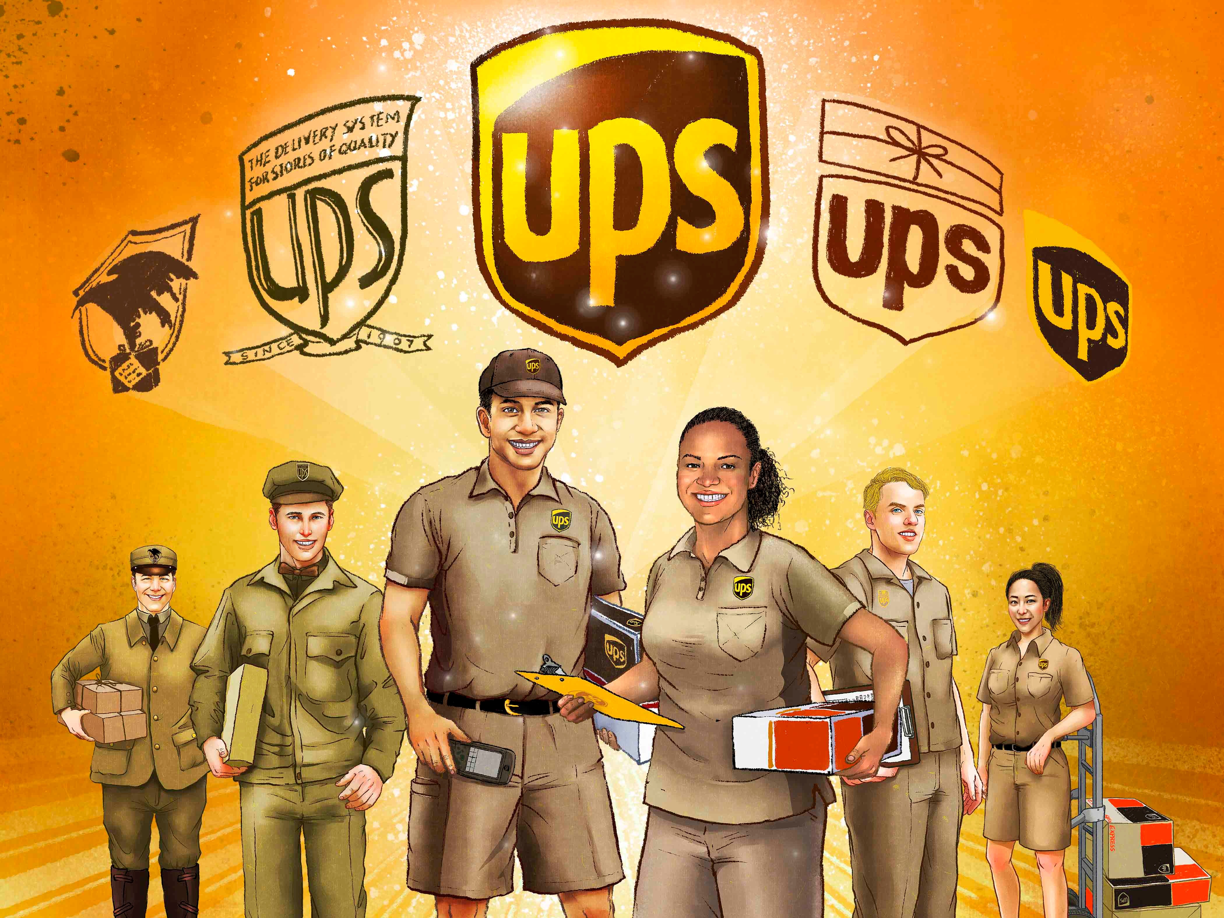 UPS 2019 新制服替换宣传插画_黃昱銘插畫-站酷ZCOOL