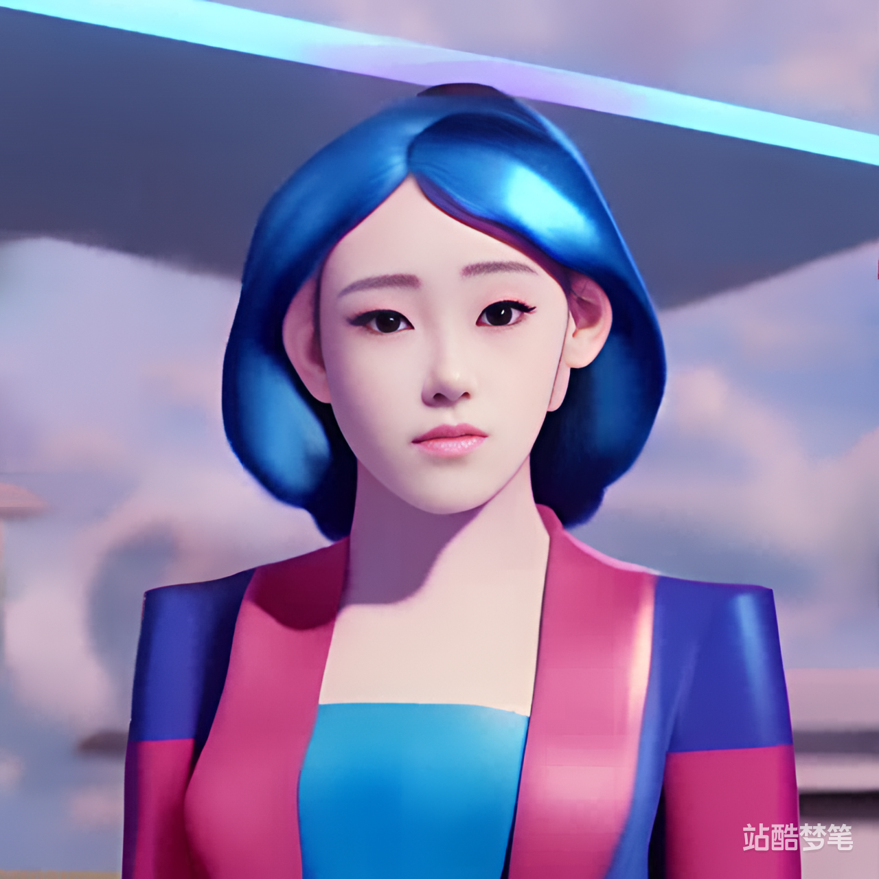 #站酷梦笔#科技风格，穿戴华丽服饰的美女，数字人，数_小包子vic-站酷ZCOOL