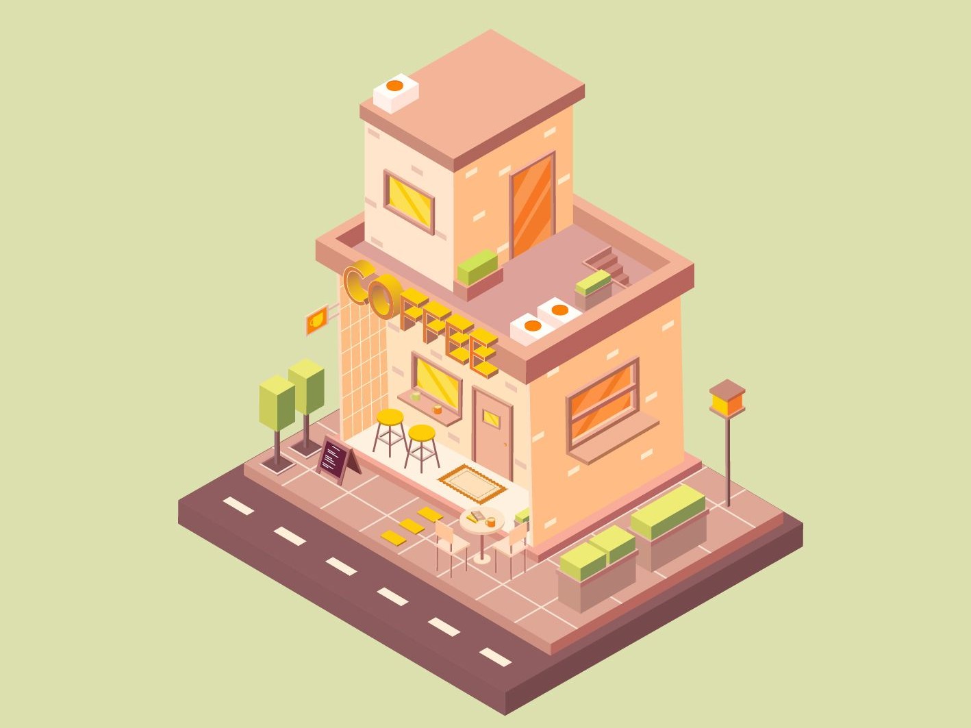 2.5D建筑插画_米粒令-站酷ZCOOL