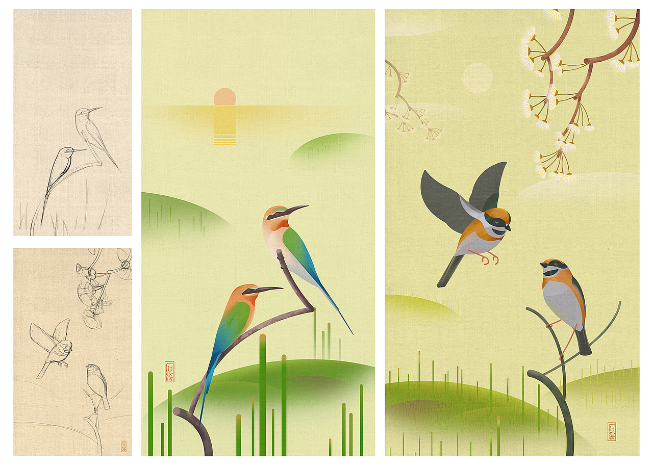 小鸟插画练习_石海_Arshey-站酷ZCOOL