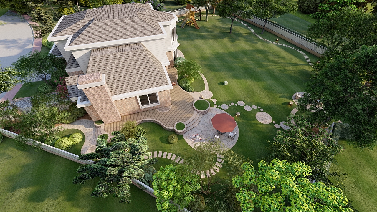 田园风格庭院_鸽子zh-站酷ZCOOL