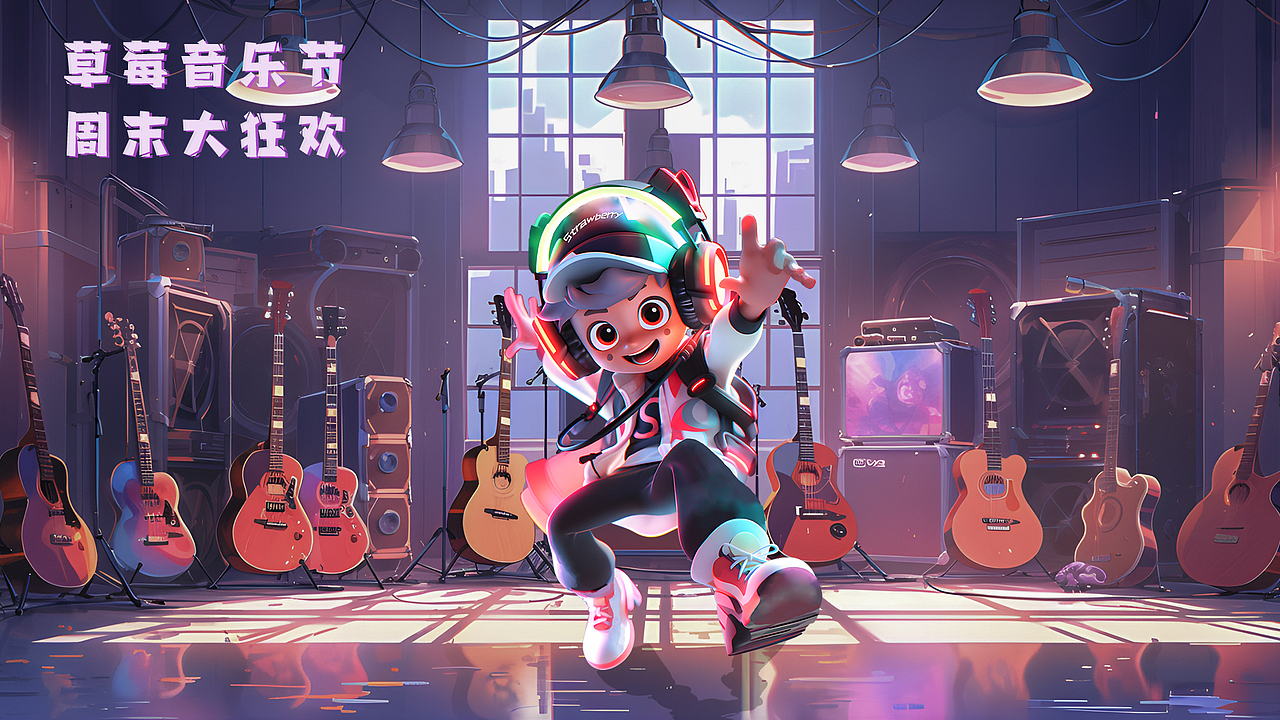 AIGC草莓音乐节IP形象炫彩小莓设计全流程_不会飞的飞鸟-站酷ZCOOL