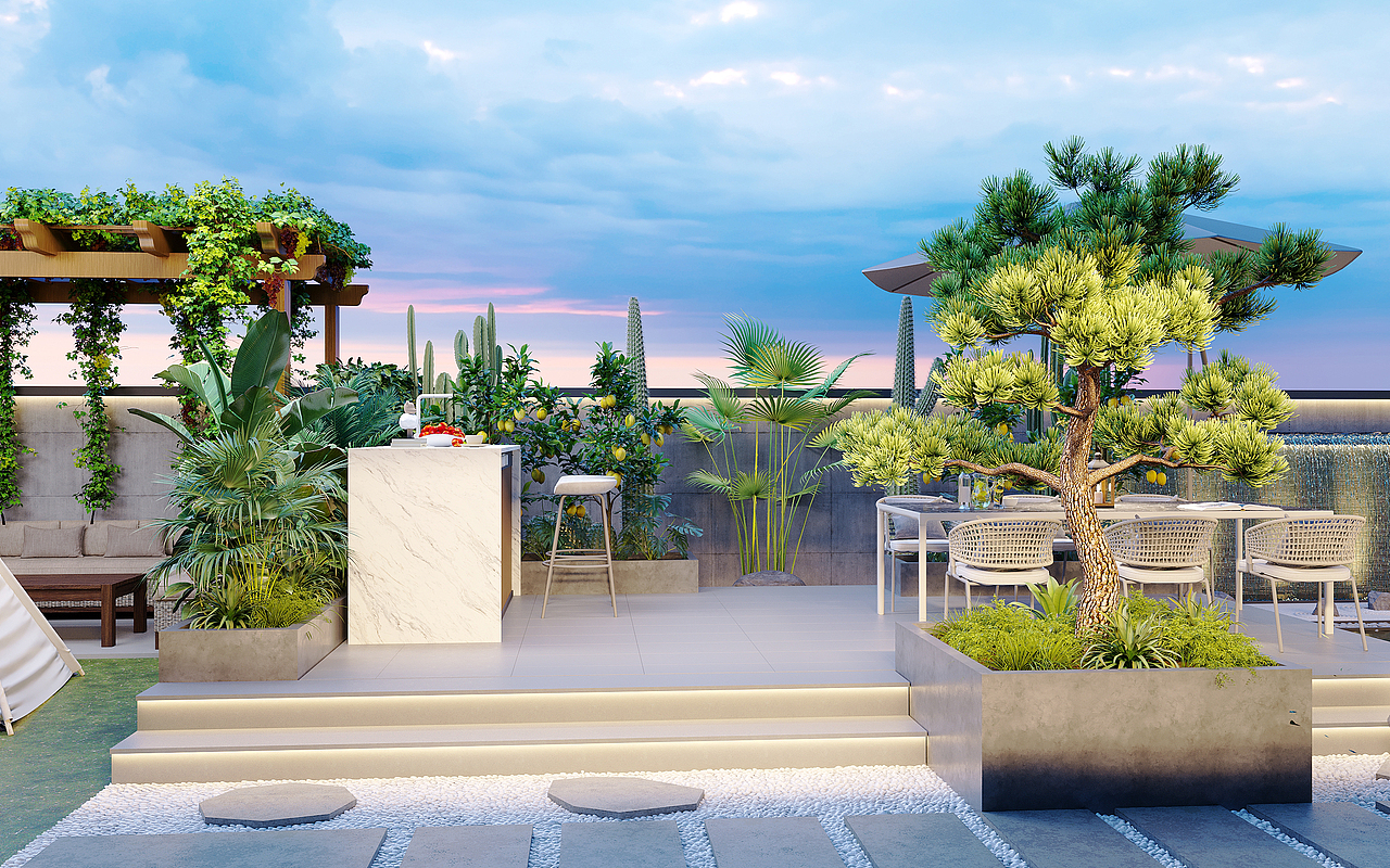 傍晚花园_zero一two-站酷ZCOOL