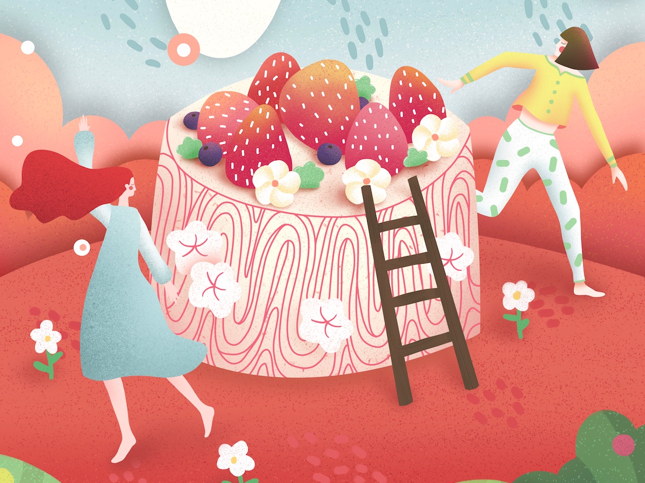 FOZOON草莓季橱窗插画设计_Jing1_-站酷ZCOOL