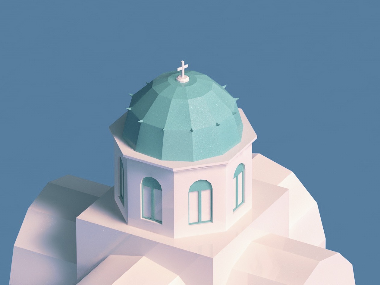 Low Poly | 等不到阳光的圣托里尼_shanshan_2333-站酷ZCOOL