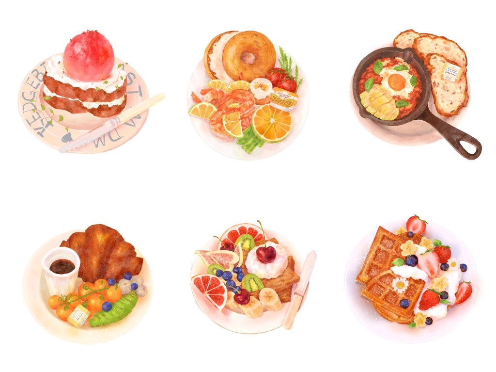 ipad美食插画系列_liu赋昕-站酷ZCOOL