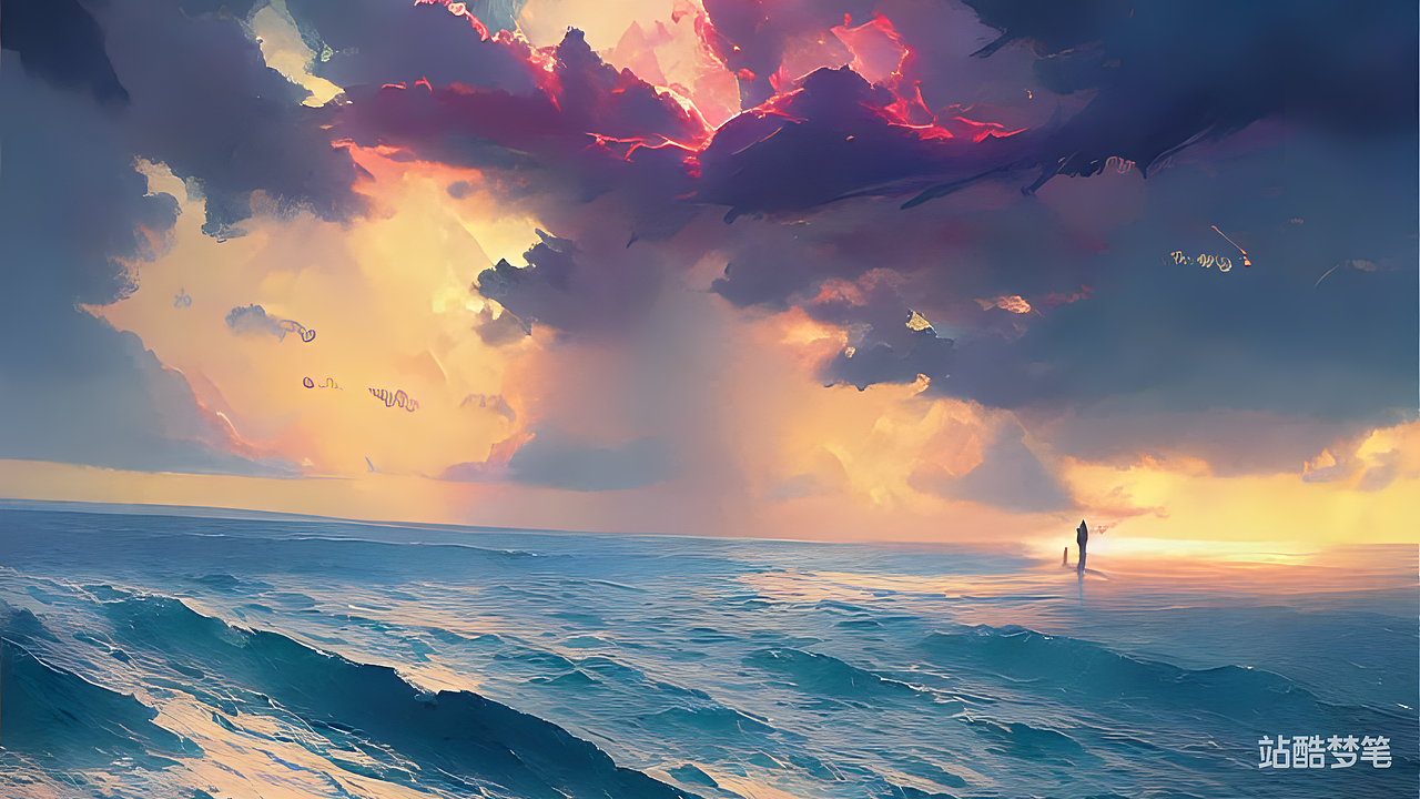 #站酷梦笔#雷霆，闪电，大海，Ilya Kuvshinov作品，概_一歩一步又一步-站酷ZCOOL