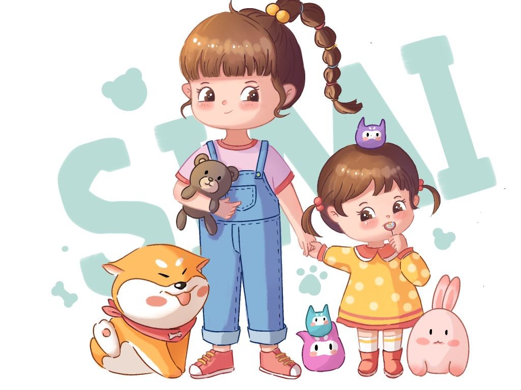 姐妹俩系列_木羽WEN-站酷ZCOOL