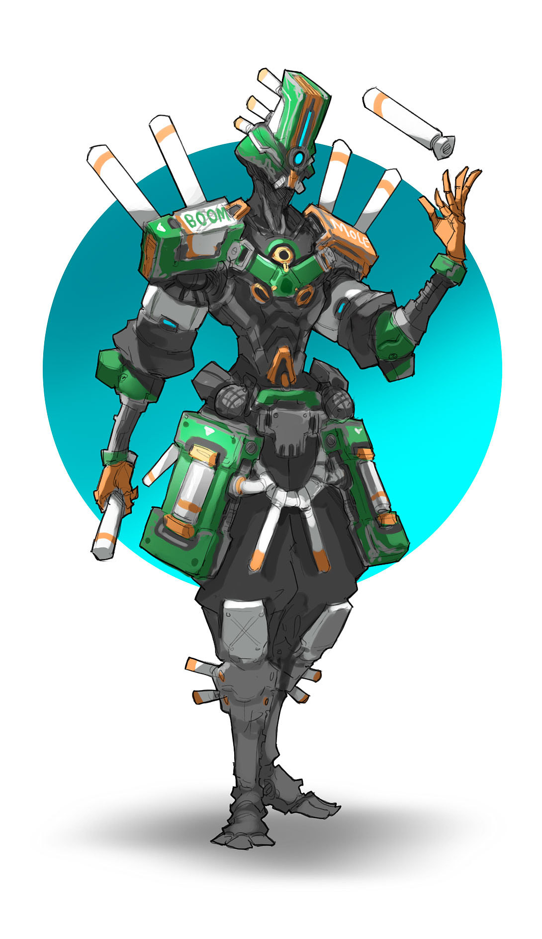 7月机械角色涂鸦小作|插画|概念设定|mole同学 - 原创作品 - 站酷 (ZCOOL)