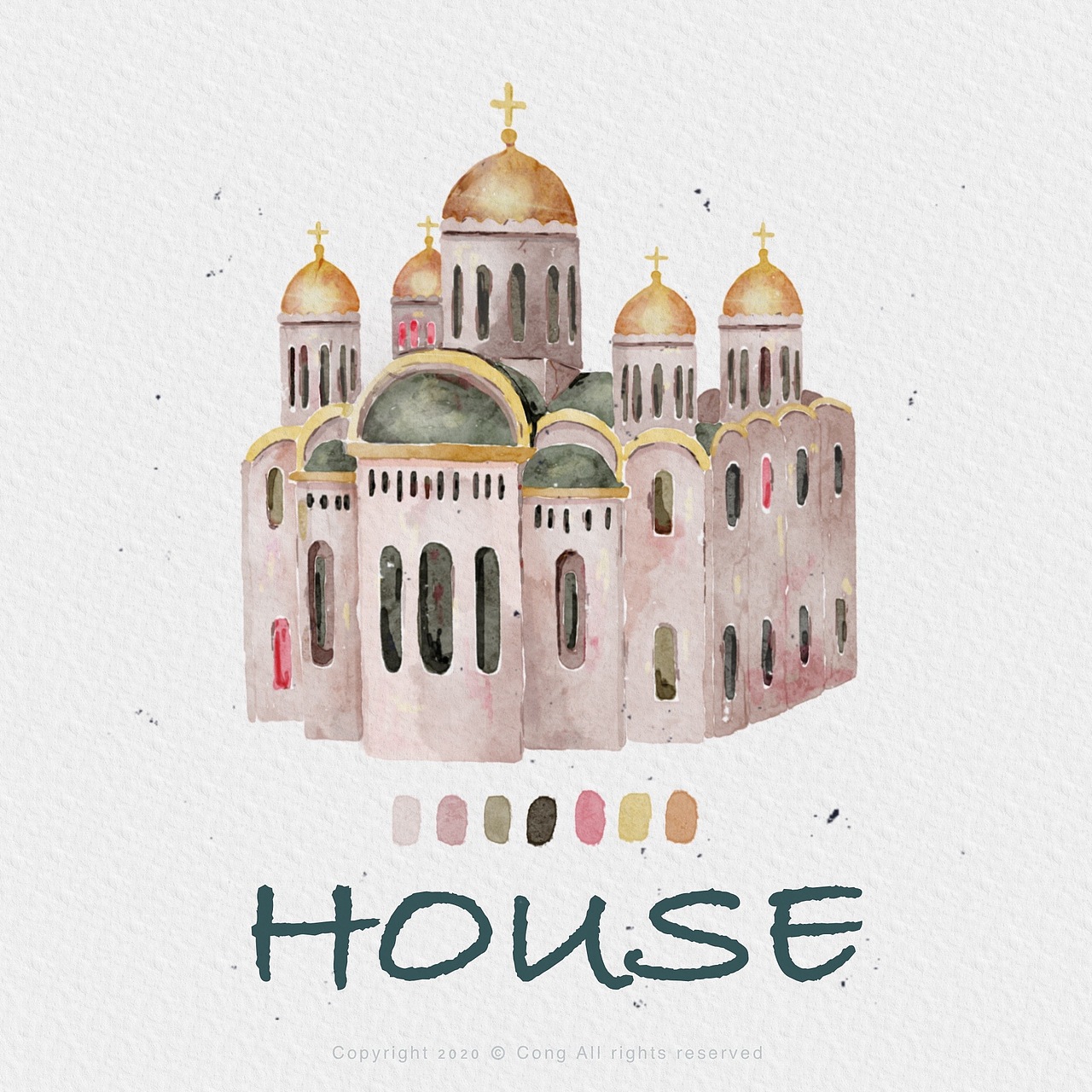 iPad可爱水彩世界著名建筑插画系列_聪哥_Cong-站酷ZCOOL