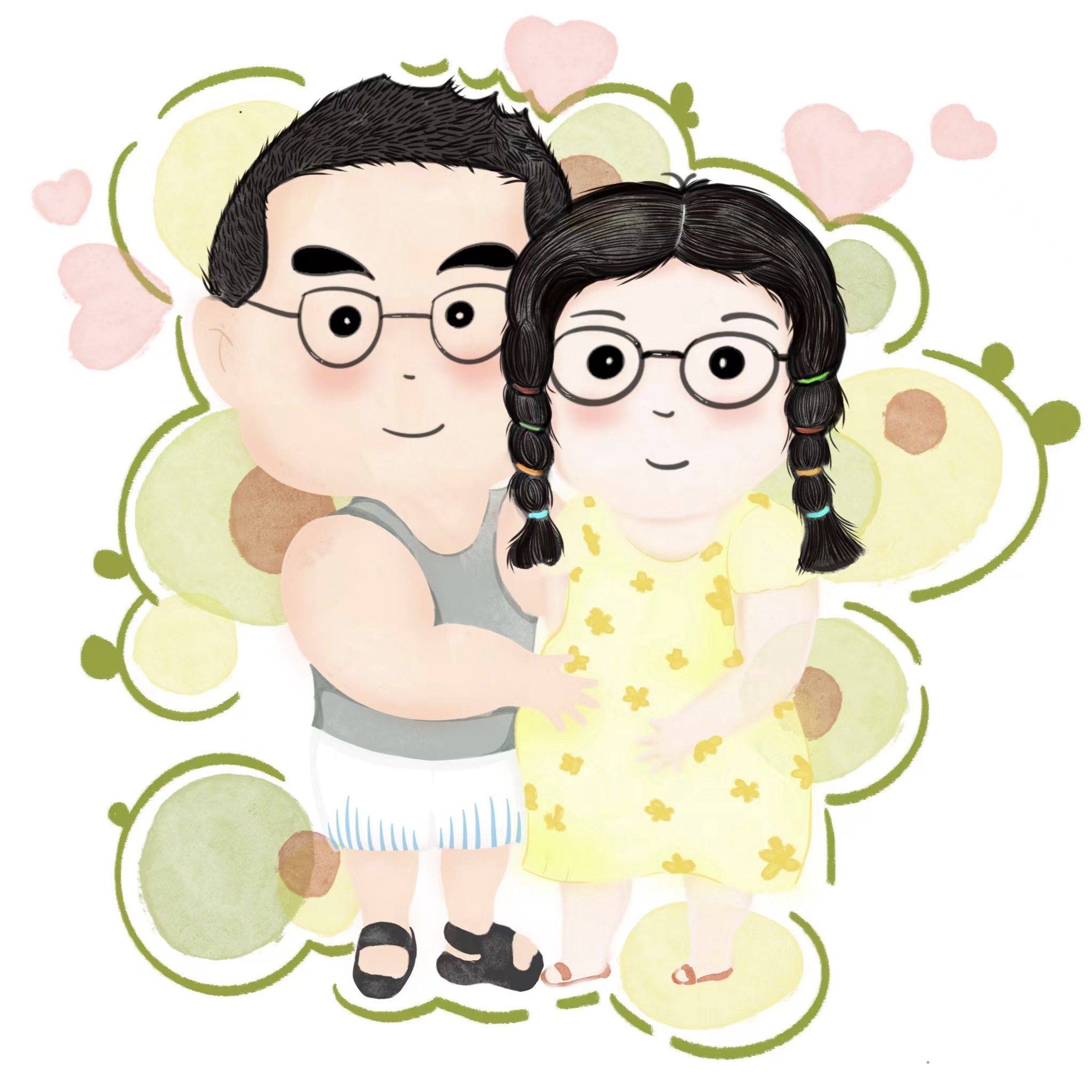 Q版手绘头像｜来自一对准爸准妈_是佳哥呀飞-站酷ZCOOL