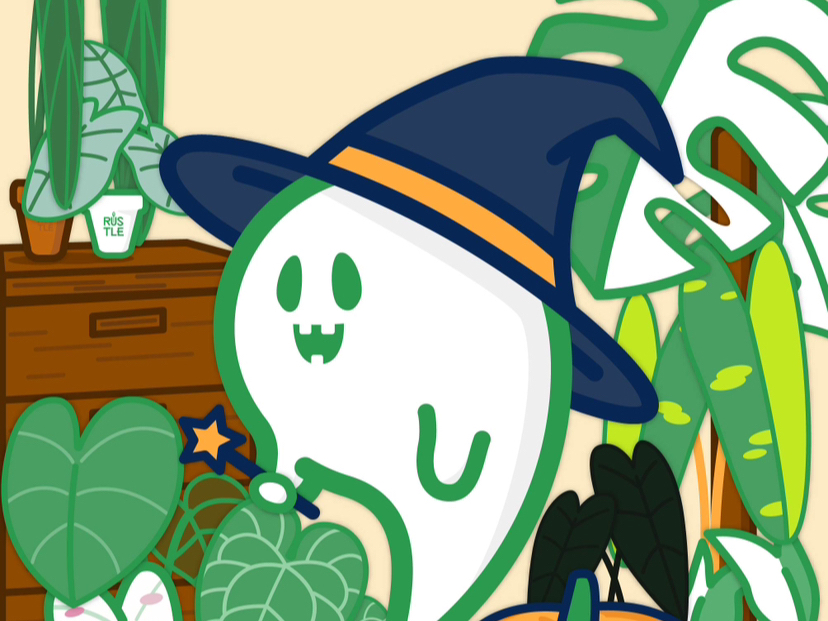 万圣节原创插画｜植物人的万圣节，小幽灵出没_Thena栗仔-站酷ZCOOL