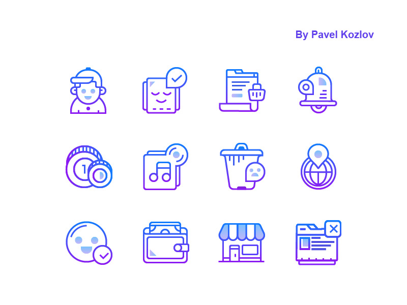 21天图形挑战～day02渐变线性图标 _Feriha-站酷ZCOOL