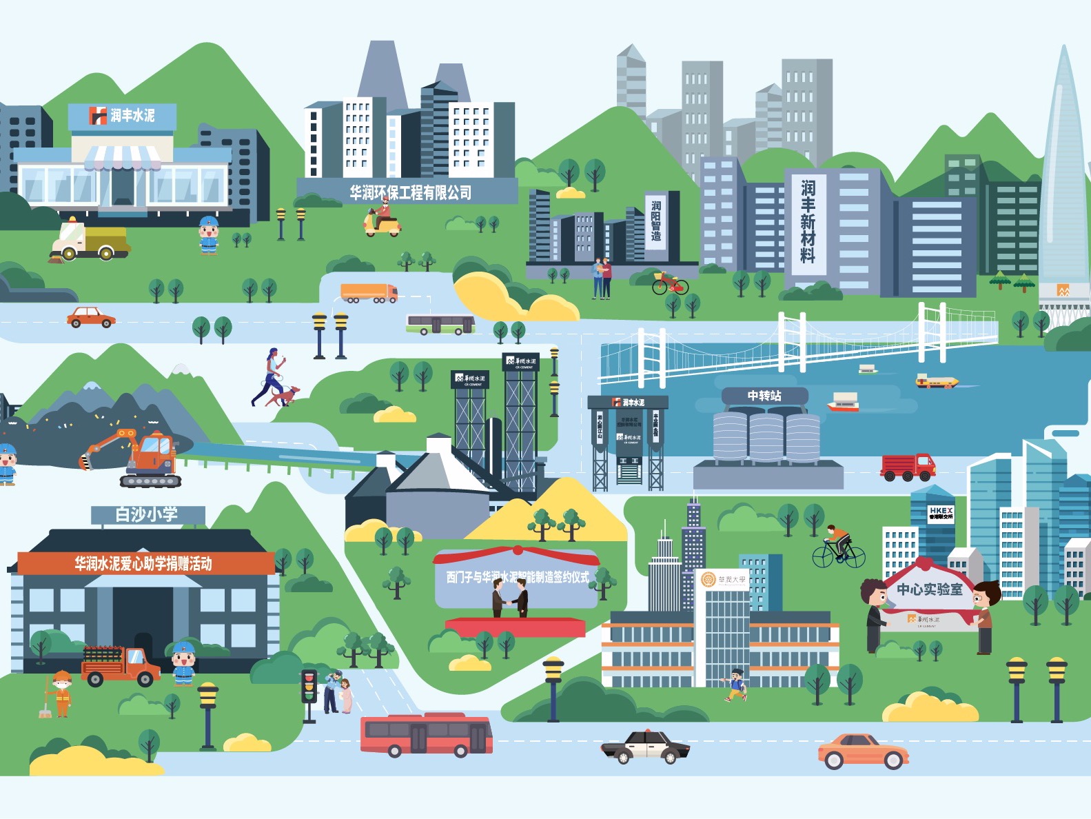 【画册】华润集团建筑插画_麋鹿Milu_-站酷ZCOOL