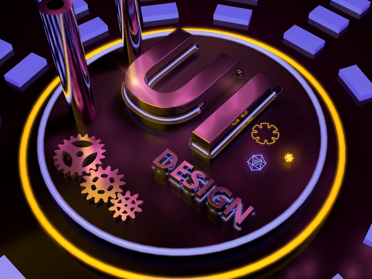 c4d 霓虹字体与金属材质表现 ui design_NICE_LX-站酷ZCOOL