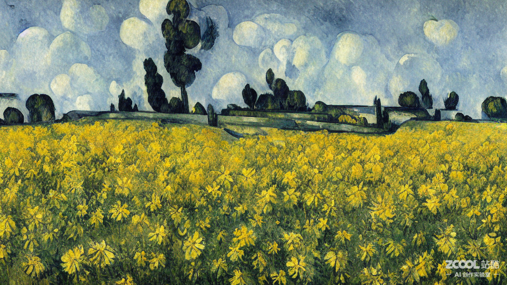 #AI创作实验室#一片油菜花地，有人卧倒在里面_AK大叔-站酷ZCOOL